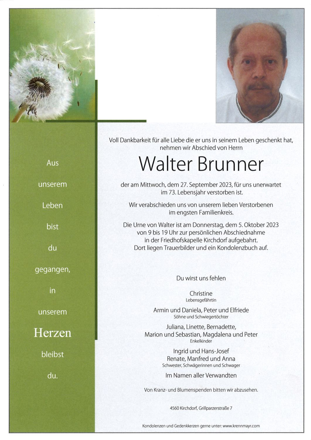 Todesfall Walter Brunner